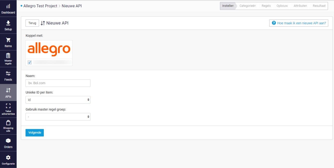 Een Allegro API opzetten – Channable