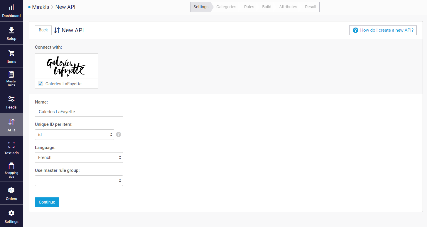 Setting up a Galeries LaFayette API – Channable