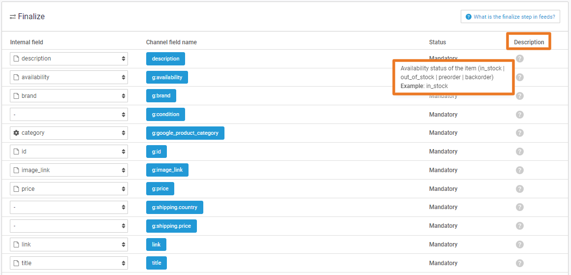 Value suggestions in the Mapping step – Help Center - Channable