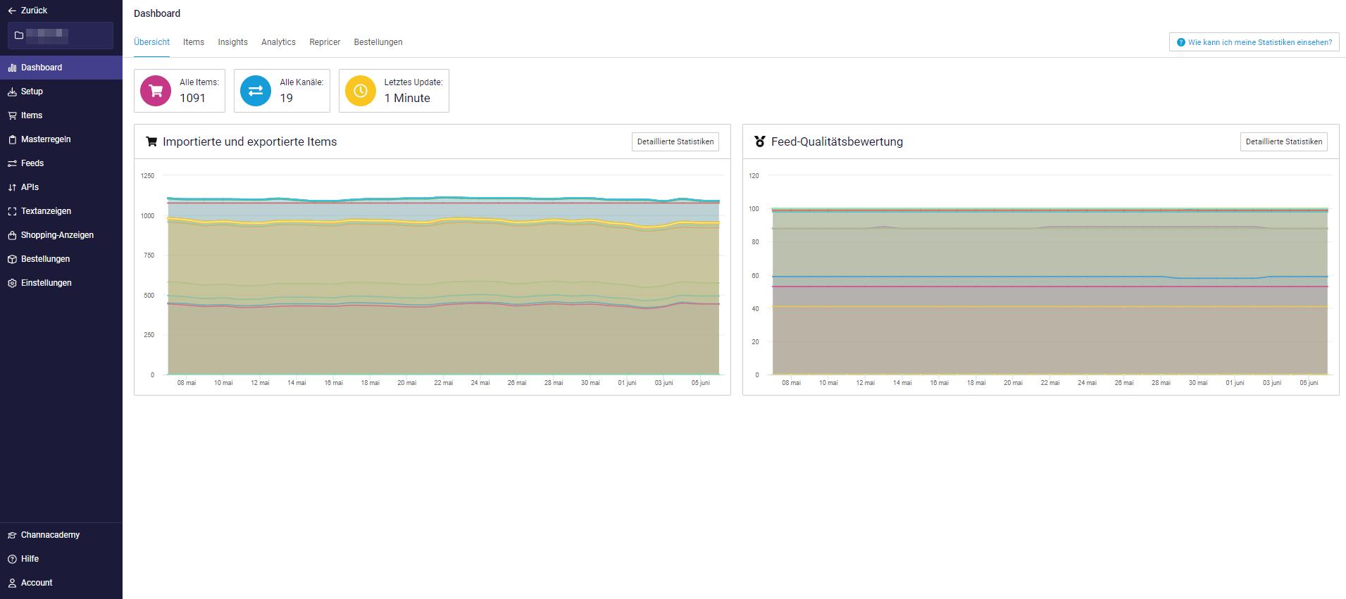 Was ist in der Dashboard Übersicht zu sehen? – Help Center - Channable