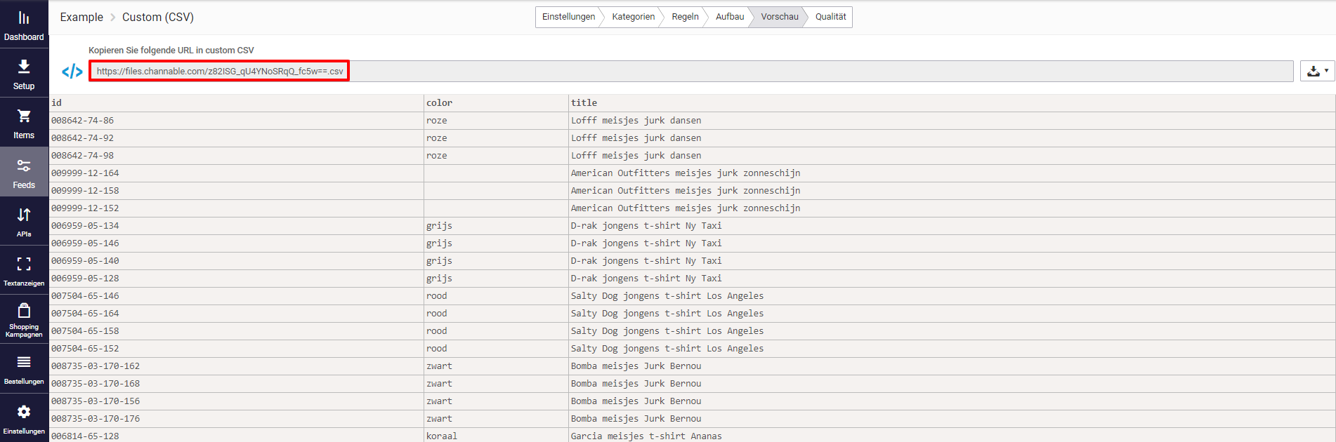 Einen Custom CSV Feed erstellen – Channable