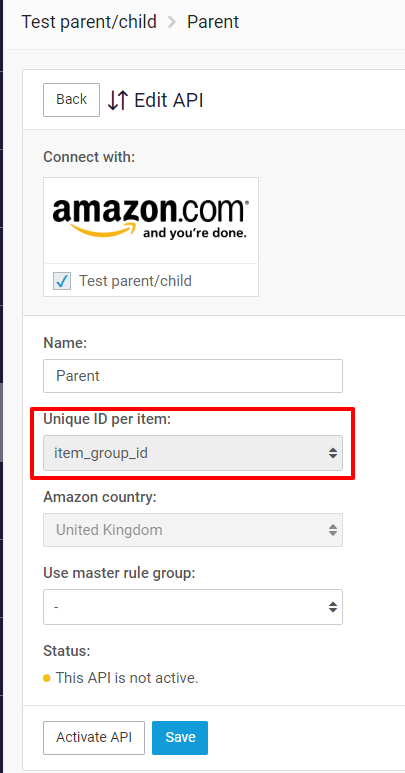 ¿Cómo configurar un menú desplegable o estructura 'parent/child' para Amazon? – Channable