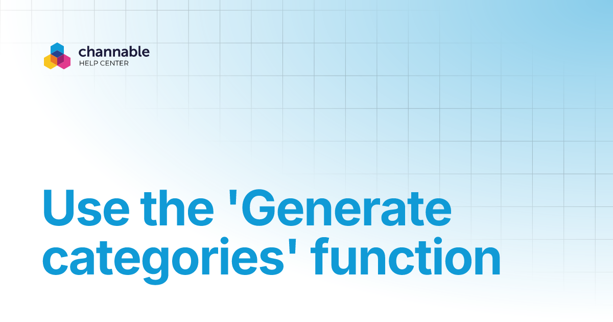 Use the 'Generate categories' function | Manage & improve product data ...